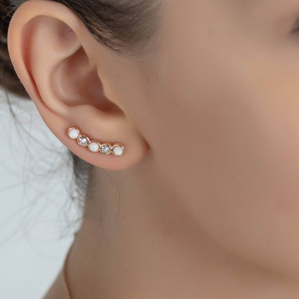 Серьги каффы LA SEINE бижутерия с камнем Swarovski, сережки крючки с ...