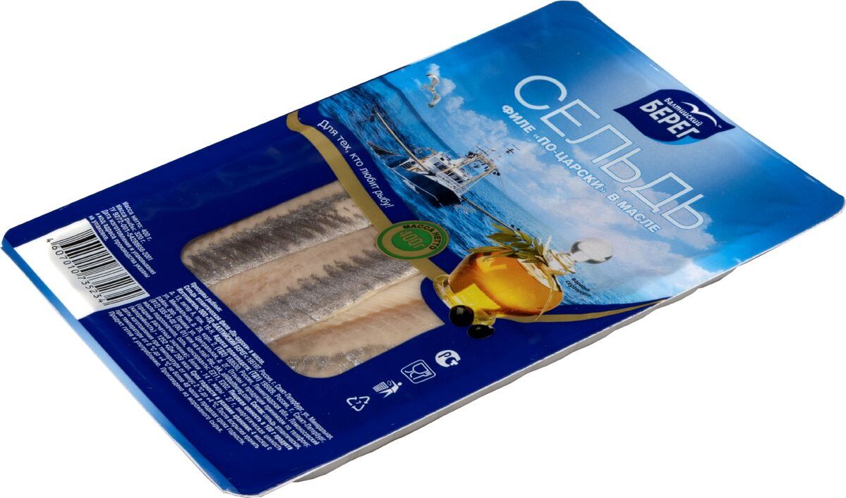 Характеристики Соленая рыба Балтийский Берег Сельдь По-царски, в масле ...