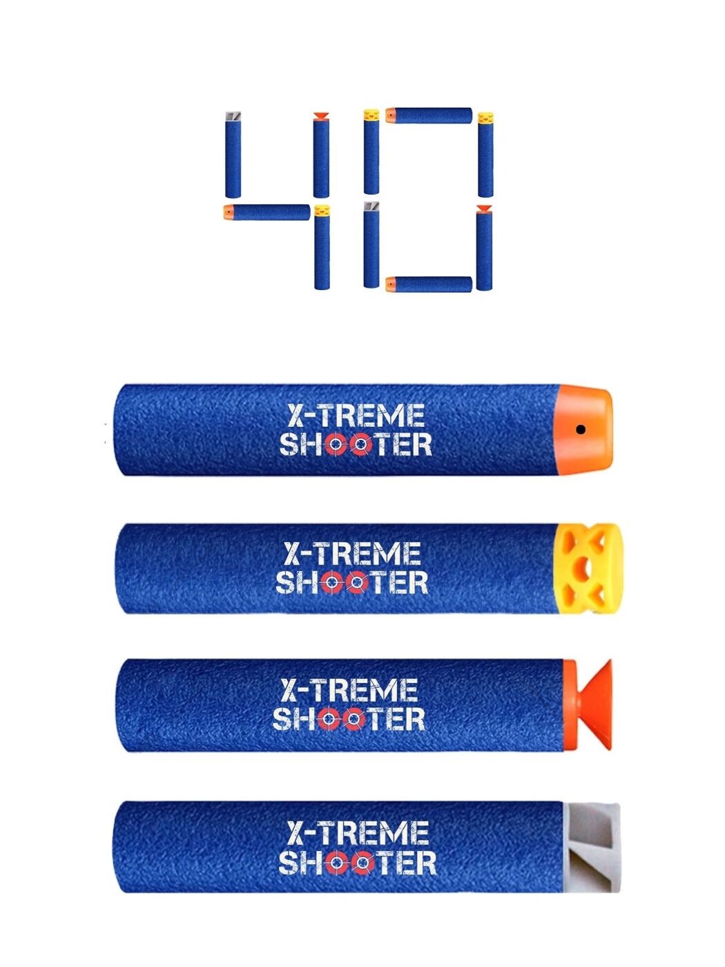 X-TREME SHOOTER Набор 40 шт. Мягкие пули патроны-стрелы для бластера ...