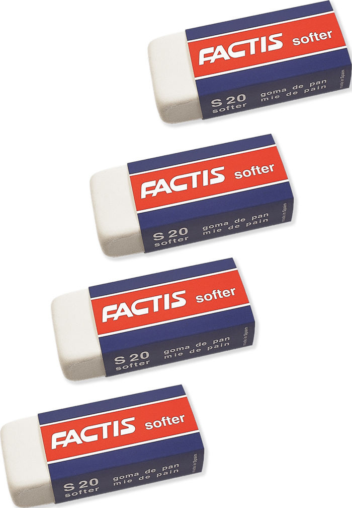 Ластик FACTIS SOFTER S20, прямоугольный, синтетический каучук, белый ...