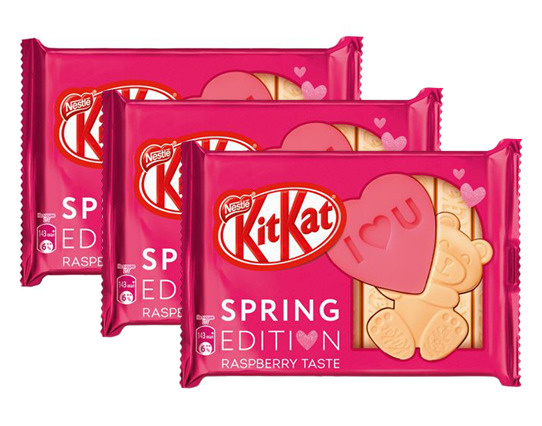Kitkat Spring Edition Raspberry Taste белый шоколад со вкусом малины и молочный шоколад с ...