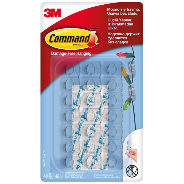 Клипсы самоклеящиеся Command™ для гирлянд, прозрачный, 40 шт, (1 ...