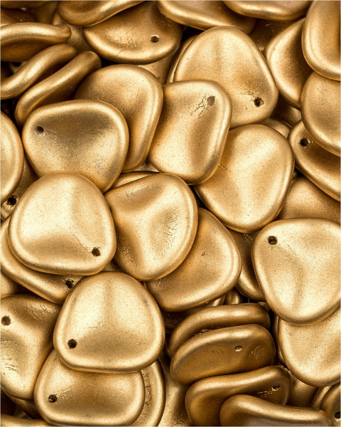 Бусины стеклянные чешские, Rose Petal, 14х13 мм, цвет Aztec Gold, 30 шт ...