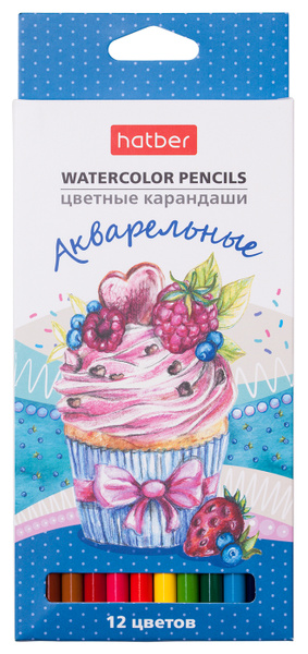 Карандаши цветные акварельные Hatber 12 цветов, круглые, заточенные - купить с доставкой по ...