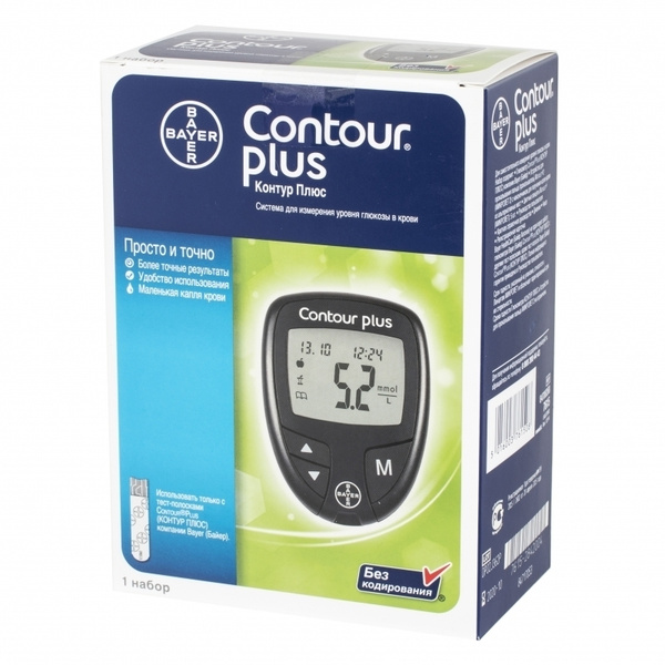 Глюкометр Контур Плюс (Contour plus), в наборе: чехол, прокалыватель и ...