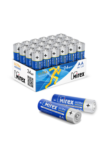 Mirex Батарейка AA, Щелочной тип, 1,5 В, 24 шт - купить с доставкой по ...