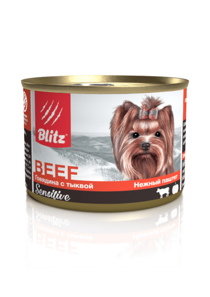 Консервы BLITZ Sensitive Dog для собак мелких пород Говядина с тыквой ...