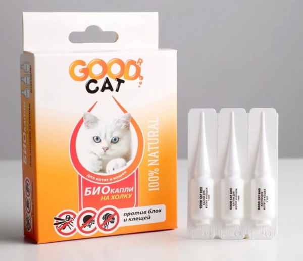 Антипаразитарные капли на холку для кошек и котят "Good Cat" от блох ...