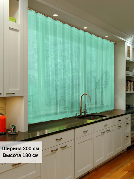 Тюль DEKIMASU бирюзовый, Полиэстер, Вуаль, 180х300 см - купить в ...