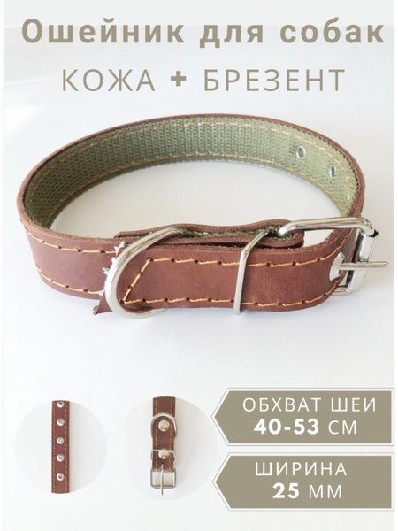 Ошейник для собак мелких пород усиленный комбинированный кожа, брезент ...