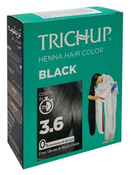 Индийская хна для волос Trichup Henna Hair Color Black 60 грамм - цвет ...