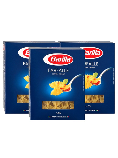Макароны BarillaСпагетти Барилла ФАРФАЛЛЕ Farfalle №65 400г 3 упаковки купить с доставкой по