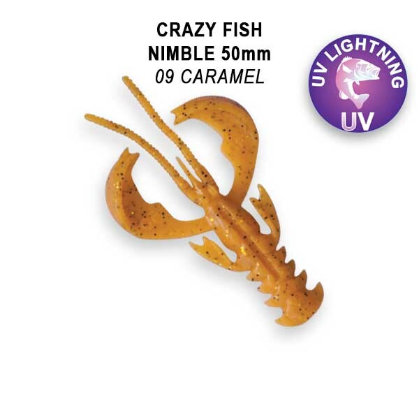 Силиконовые приманки 8шт Crazy Fish Nimble 2", 50мм цвет 9 вкус Кальмар ...