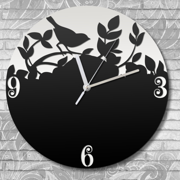 Характеристики Настенные часы деревянные бесшумные животные птицы и ветки 93 подробное