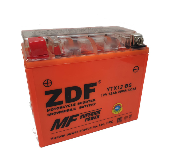 Аккумулятор ZDF YTX12-BS 12V 12 a/h GEL ORANGE купить на OZON по низкой ...