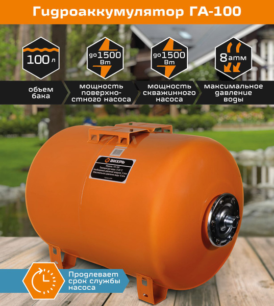 Гидроаккумулятор (бак) ВИХРЬ ГА-100, 100 л - купить по выгодной цене в ...