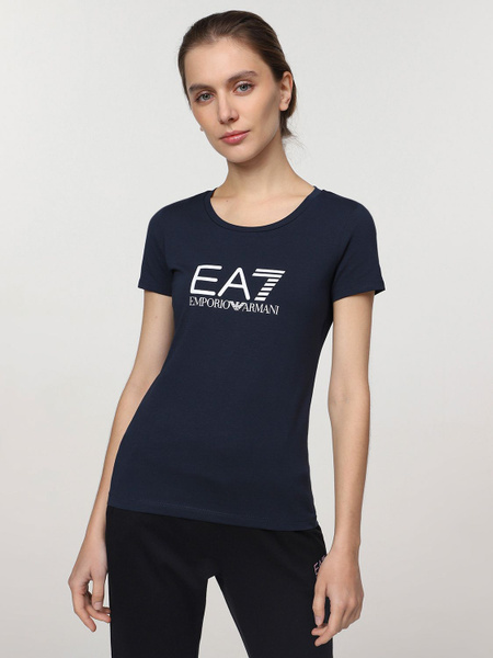 Футболка EA7, размер 42, 44, цвет синий, темно-синий, 95% хлопок 5% эластан - купить по выгодной ...