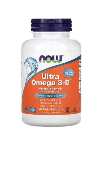 Ультра Омега 3-Д NOW Ultra Omega 3-D 600 EPA/300 DHA 90 капсул - купить ...