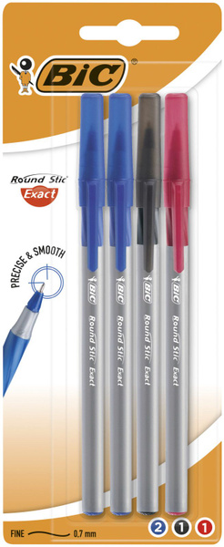 Шариковые ручки BIC Round Stic Exact с тонким стержнем (0,7 мм) с ...
