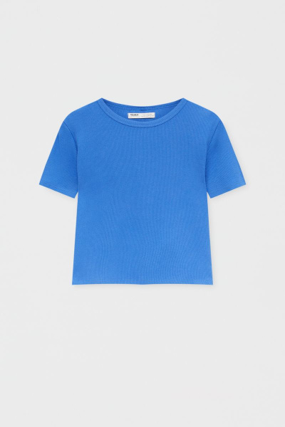 Футболка Pull&Bear, размер 40, 42, цвет синий, 95% хлопок 5% эластан - купить по выгодной цене в ...