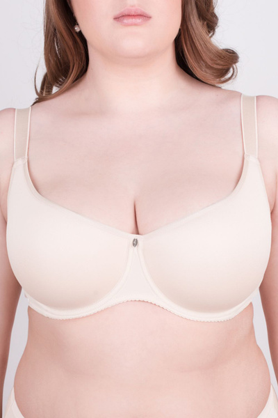 Бюстгальтер Женский Milavitsa классическая чашка, размер 85E светло-бежевый Полиэстер, Полиамид ...