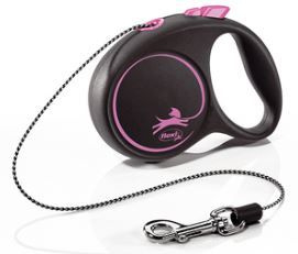 Рулетка-трос Flexi для собак до 8кг, 3м, розовая (Black Design XS Cord ...