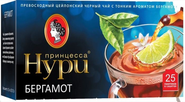 Принцесса Нури Чай черный Роскошный Бергамот, 25 пакетиков по 1,5 г ...