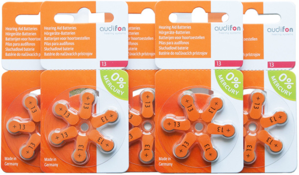 Батарейки для слуховых аппаратов Audifon 13 ORIGINAL 5 блистеров, 30 ...