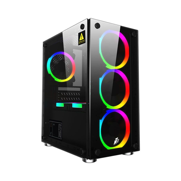 Корпус 1STPLAYER FIREBASE X2 / mATX, tempered glass / 4x 120mm LED fans ...