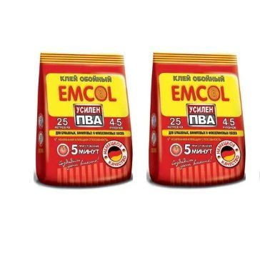 Emcol Клей обойный в пакете Сила ПВА для флизелиновых обоев, 200 г, 2 ...