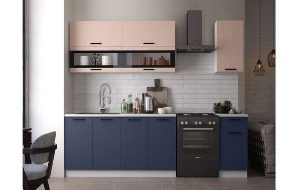 Кухонный гарнитур 2 0м Компоновка №2 Пудра софт Ультрамарин софт Антарес купить по выгодной