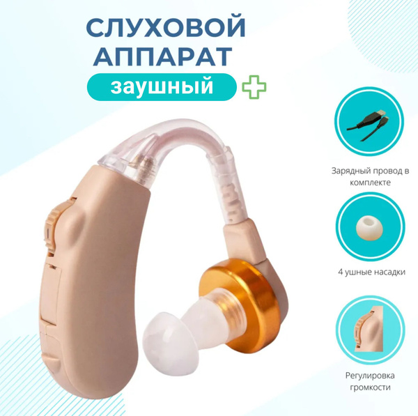 Заушный слуховой аппарат цифровой на батарейках / Усилитель слуха для ...