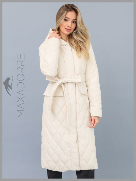 Пальто MAXADORRE, Демисезон, размер 46, цвет белый, Полиэстер - купить по выгодной цене в ...