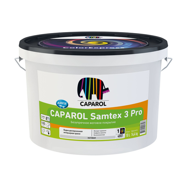 Краска Caparol Samtex 3 Гладкая, Акриловая, Матовое покрытие, белый ...