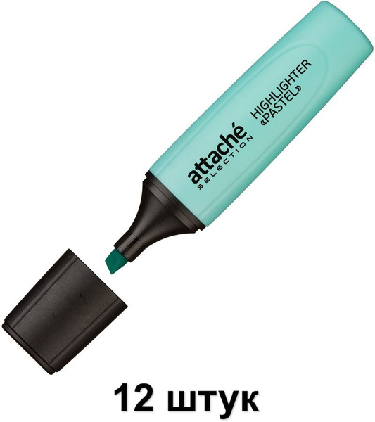 Attache Selection/ Маркер текстовыделитель Pastel, 1-5 мм, голубой, 12 шт - купить с доставкой ...