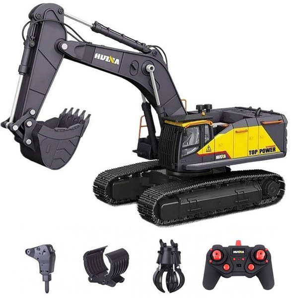 Радиоуправляемый экскаватор серый HUI NA TOYS масштаб 1:14 2.4G ...