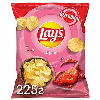 Чипсы картофельные со вкусом краба, Lay s, 225 г, Россия - в заказе 1 шт. - купить с доставкой ...