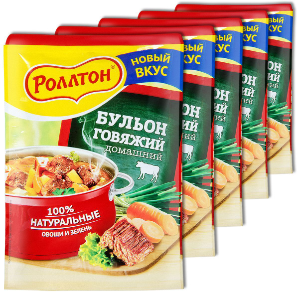 Роллтон Бульон говяжий домашний в пакете, 90 г, 5 шт. - купить с ...