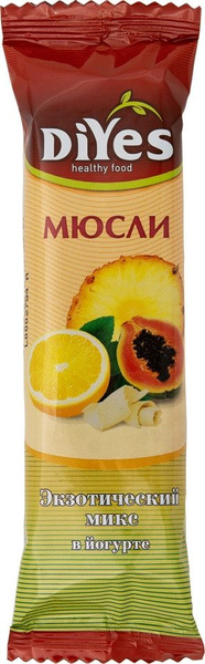 Батончик мюсли DiYes Экзотический микс в йогурте 25г х 3шт - купить с ...