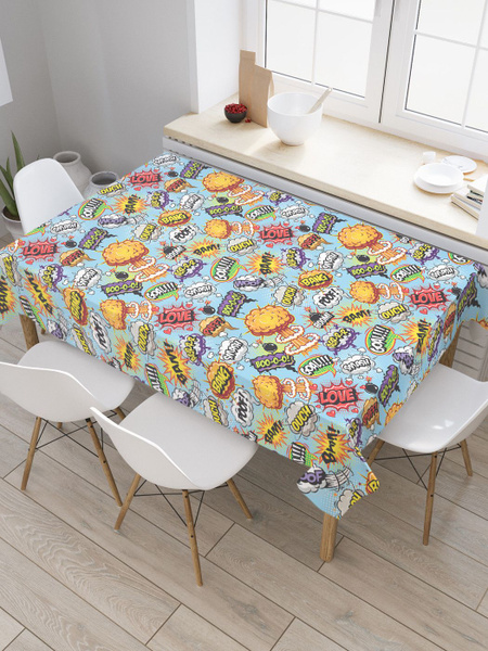 Прямоугольная тканевая скатерть на стол JoyArty с рисунком "BAM BOOM" 120 на 145 см - купить в ...