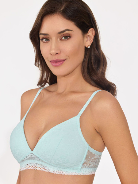 Бюстгальтер Женский Palmetta формованная чашка без каркаса, размер 80B голубой Повседневный ...