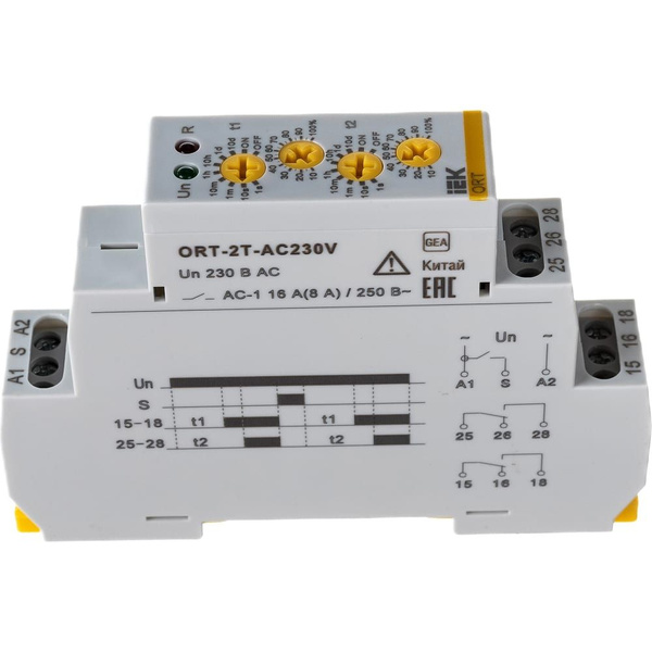 Реле времени IEK ORT 2 контакта, 230В, AC ORT-2T-AC230V - купить по ...