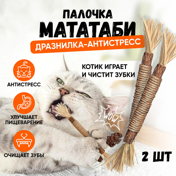Игрушка для кошек натуральная палка из дерева Мататаби, Для кота кошки ...