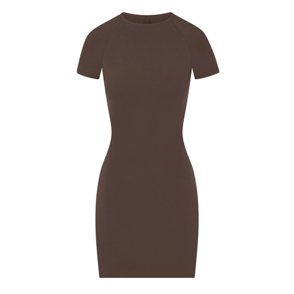 SKIMS NEW VINTAGE raglan mini dress cocoa платье, Женский, На любой ...