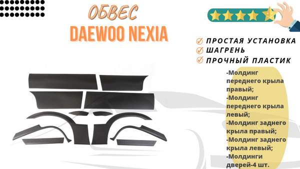 Обвес пластиковый неокрашенный на Daewoo Nexia Дэу Нексия (пороги, арки ...