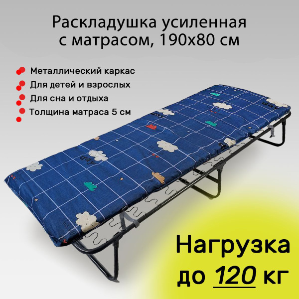 Раскладушка Ярославские раскладушки, Сталь, Металл, темно-синий купить ...