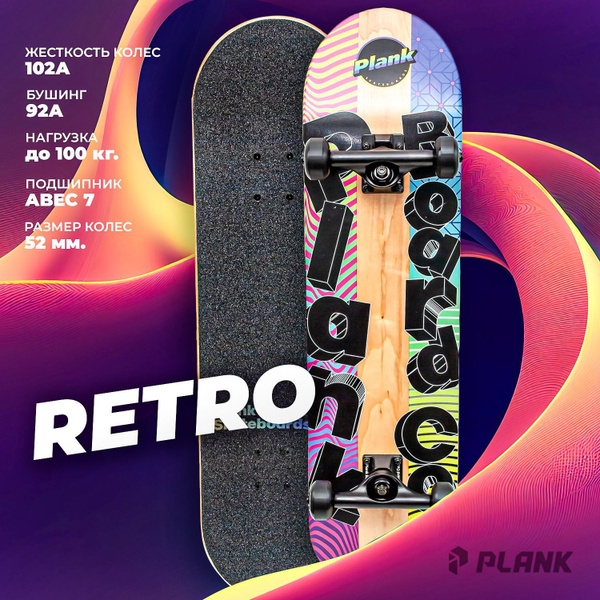Скейтборд PLANK RETRO 80.96 - купить по выгодной цене в интернет-магазине OZON (522440626)