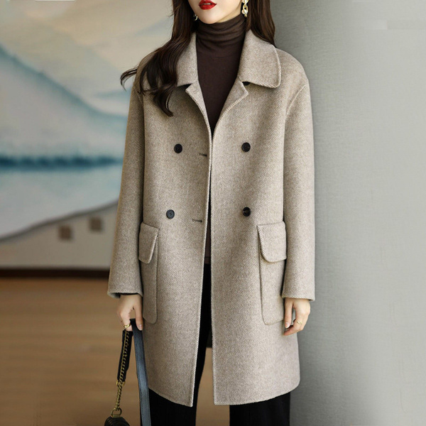 Пальто Женский HXD бежевый, размер 52 купить c доставкой на OZON по низкой цене (1673627627)