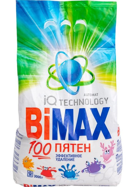Bimax Стиральный порошок 100 пятен, автомат, 3000 гр - купить с доставкой по выгодным ценам в ...