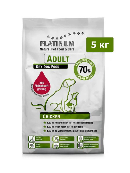 Корм для домашних животных Platinum Adult (Курица) для собак 5 кг 3000 ...